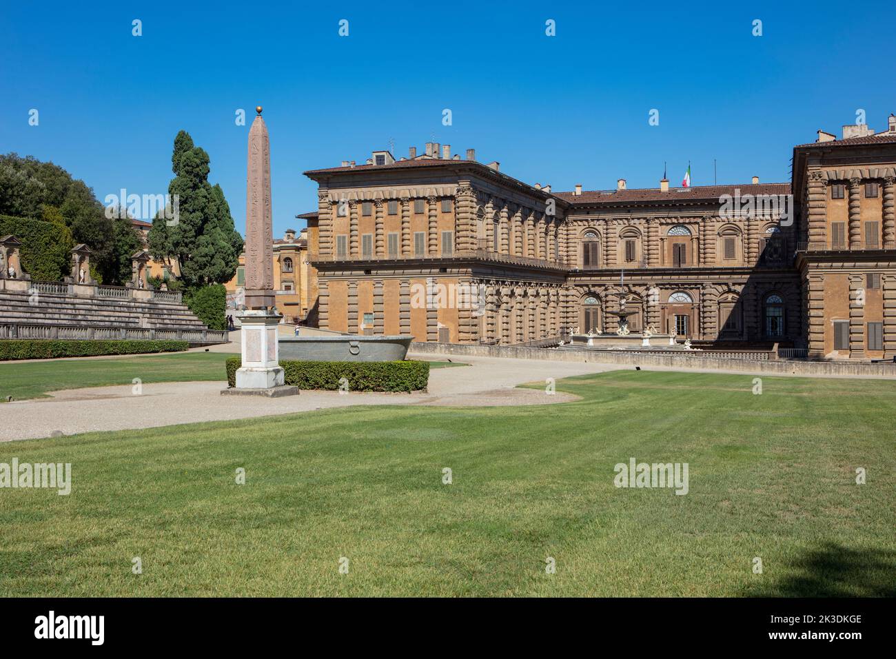 View of the majestic renaissance courtyard facades of the Pitti Palace ...