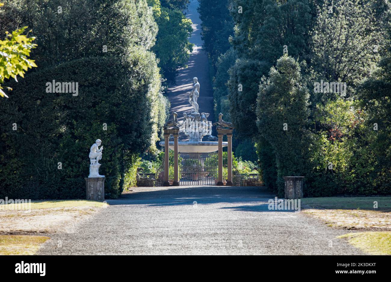 View of the Fountain of Oceanus on the Isolotto in the Boboli Gardens ...