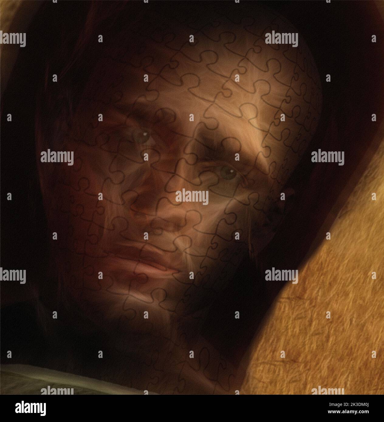 Puzzle man face. 3D rendering Stock Photo - Alamy