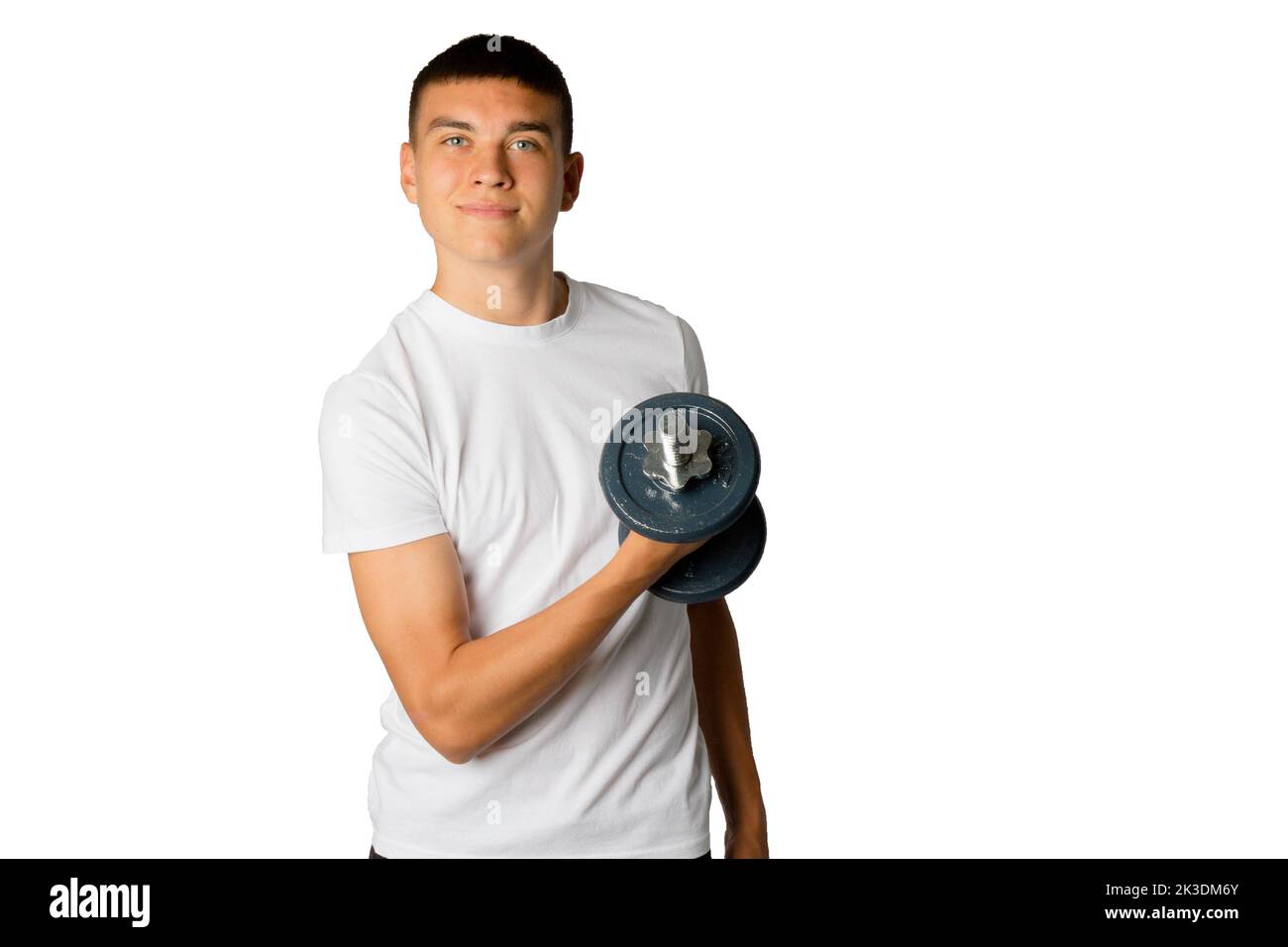 19 year old teenage boy doing bicep excercises Stock Photo - Alamy