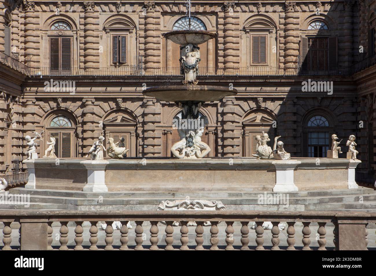 View of the majestic renaissance courtyard facades of the Pitti Palace ...