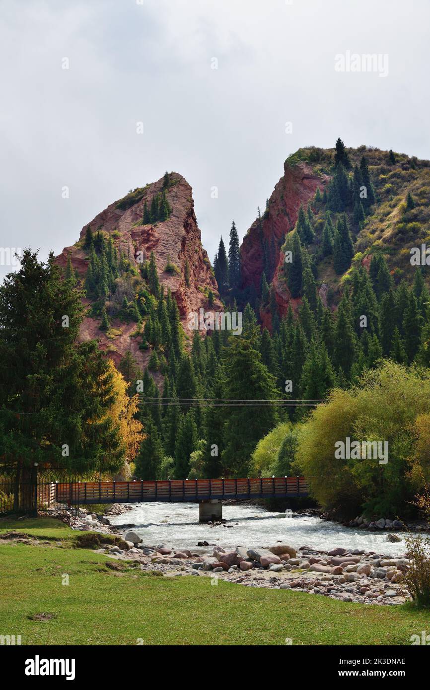 Broken heart cliff. Unusual rock formations from red sandstone in ...