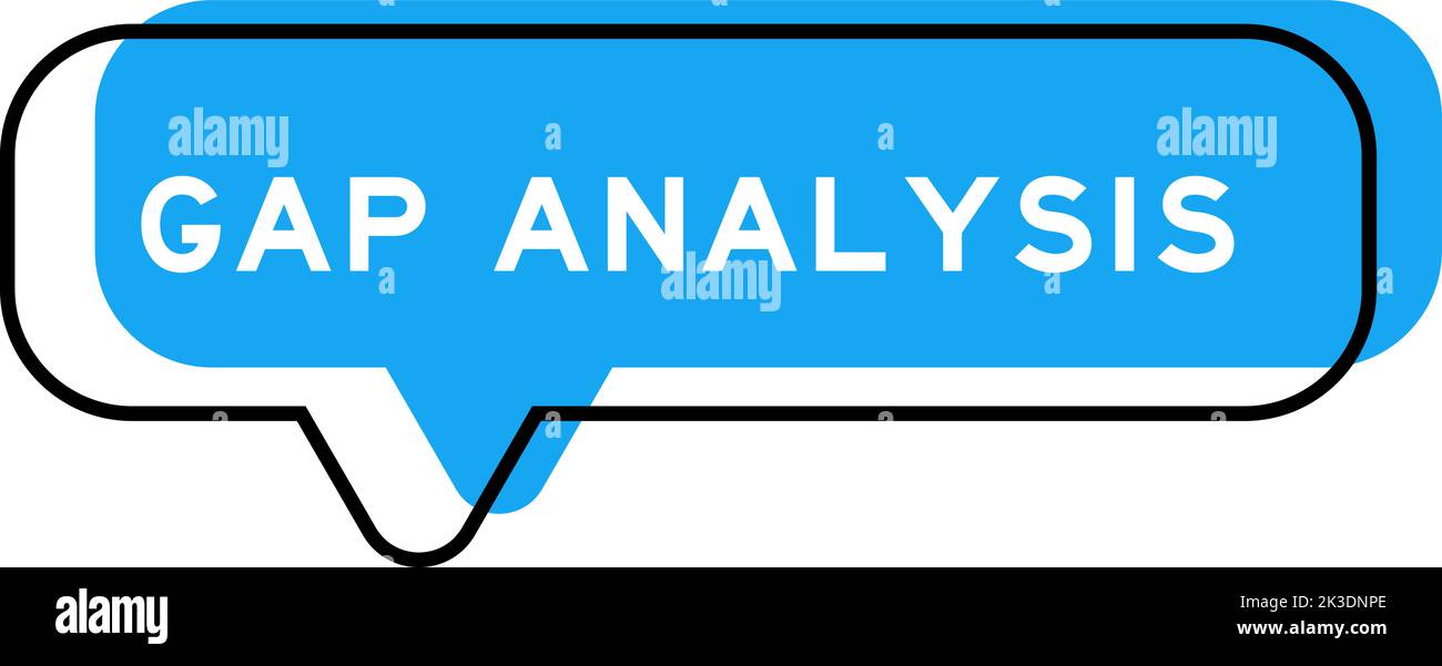 Speech banner and blue shade with word gap analysis on white background ...