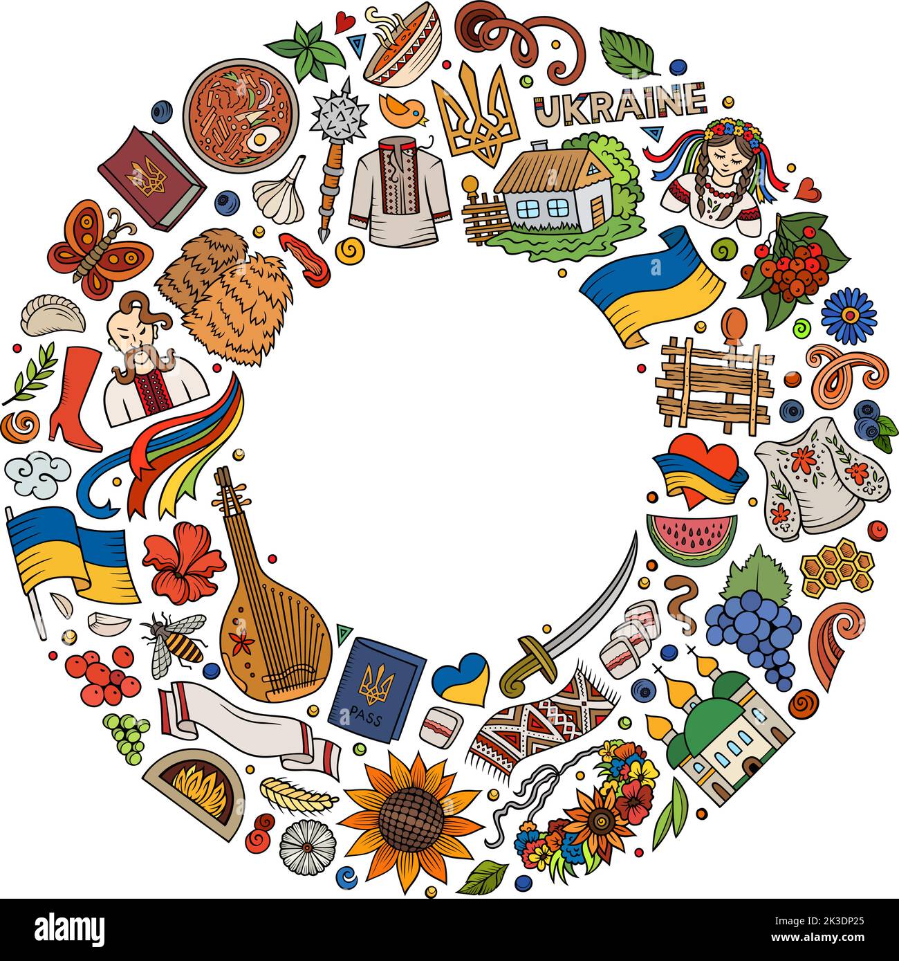 Set of Ukraine cartoon doodle objects, symbols and items Stock Vector ...
