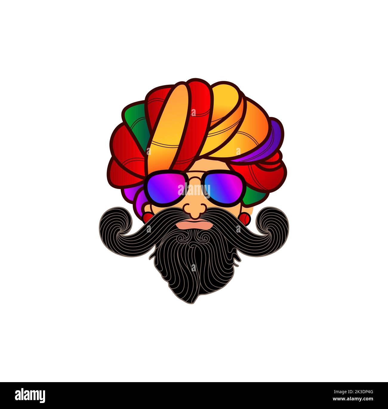 mucchad Marvadi face with pagdi. Indian Man Face with Goggle and ...