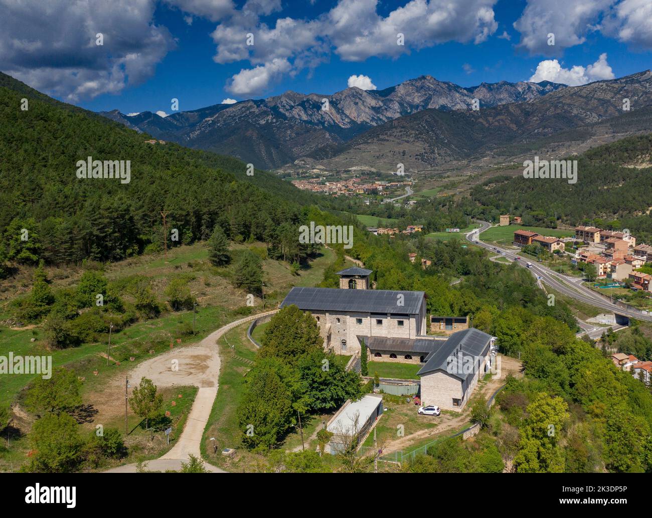 Aerial view of the monastery of Sant Llorenç prop Bagà. In the ...