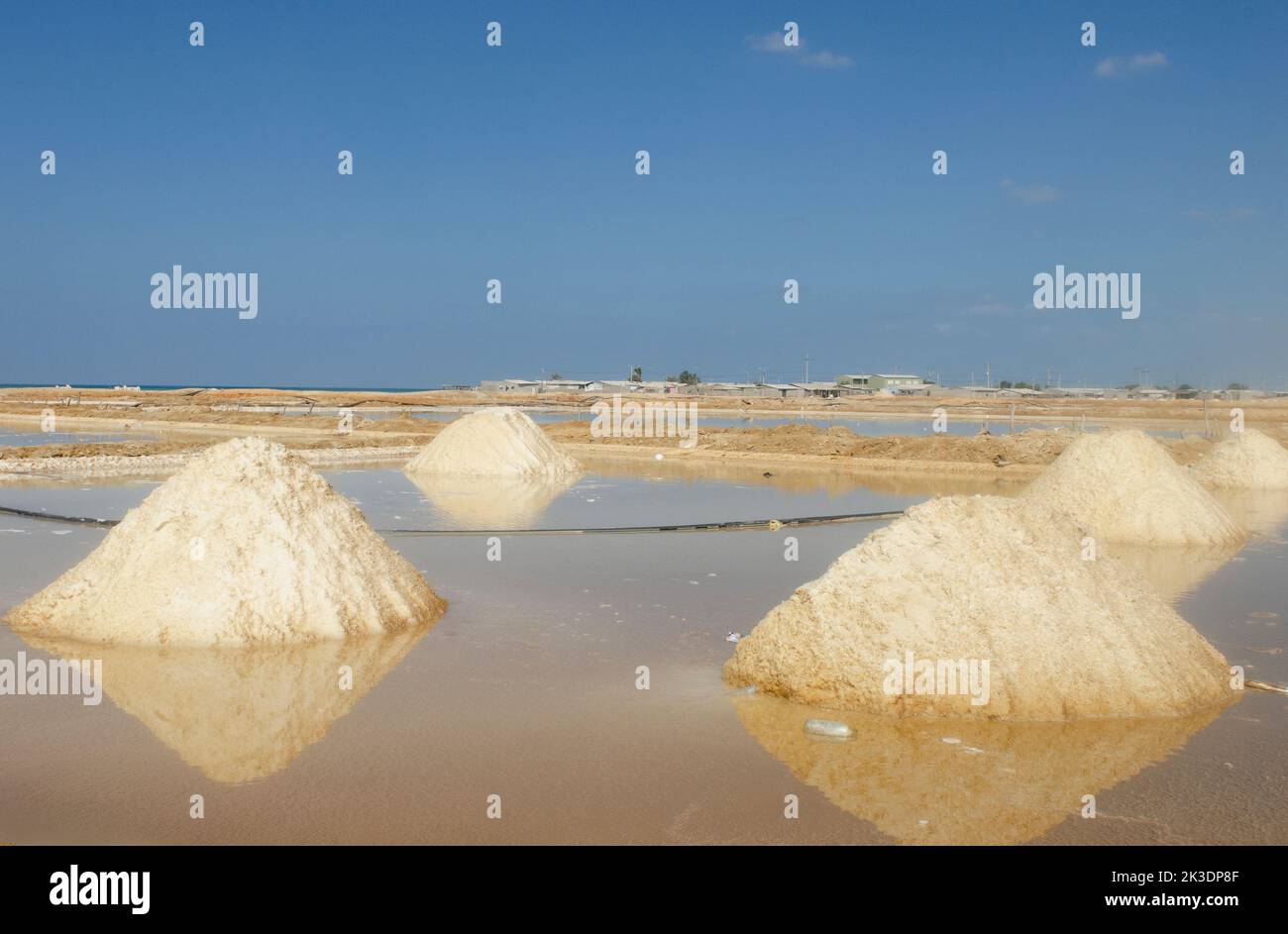 Colombia, La Guajira, Salt mounds at the Manaure salt flats Stock Photo ...