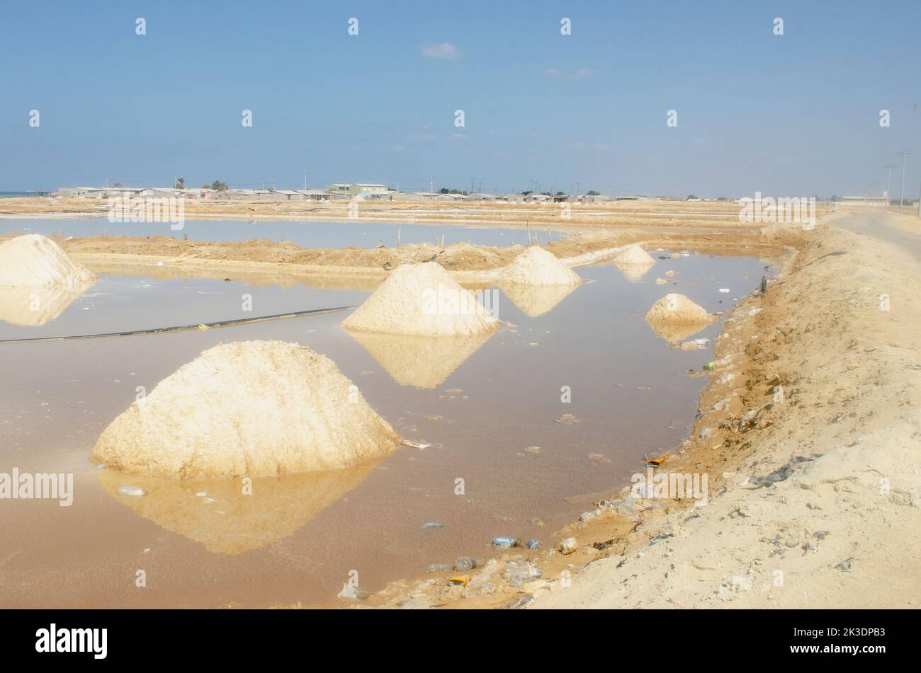 Colombia, La Guajira, Salt mounds at the Manaure salt flats Stock Photo ...
