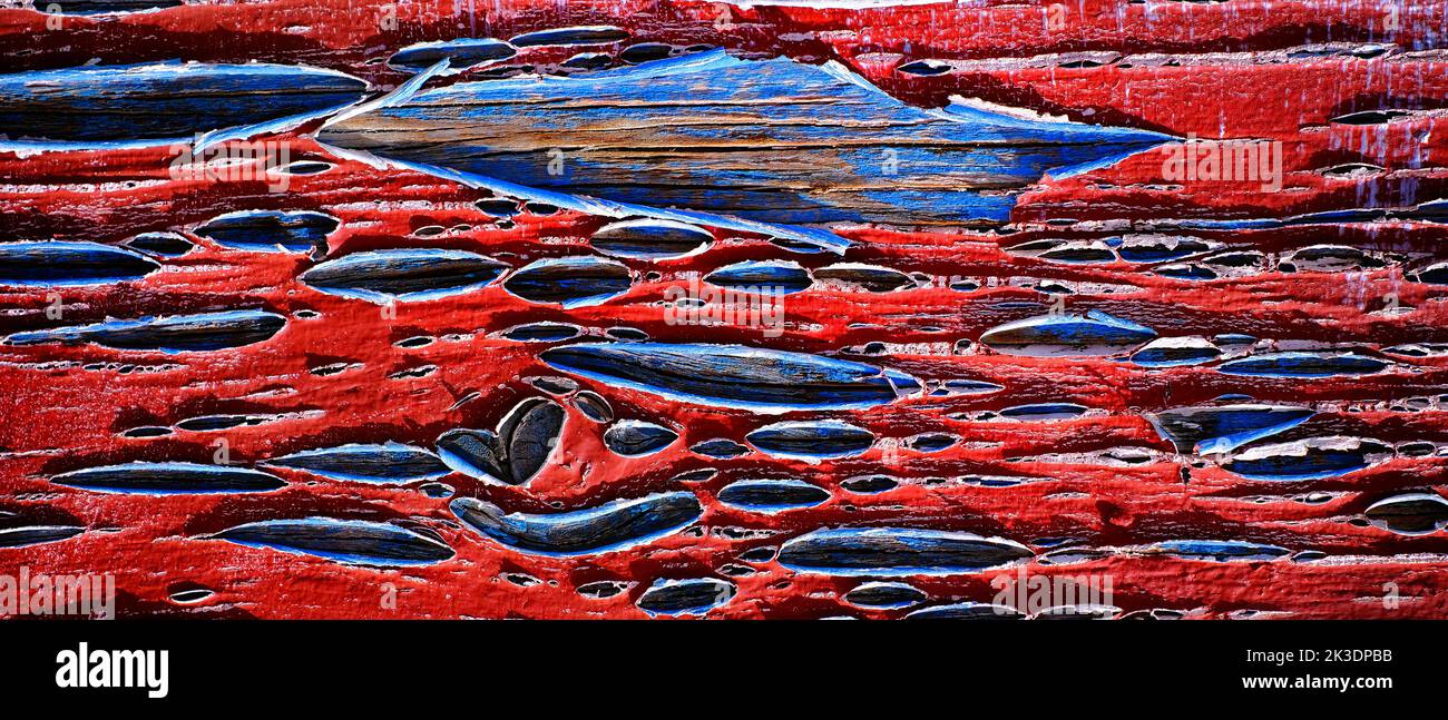 Chipped and peeling paint of old painted surface texture colors Stock ...