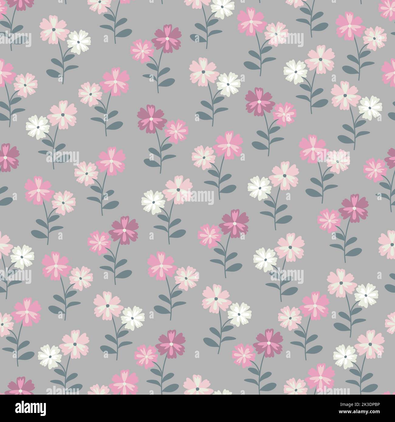 Modern trendy seamless floral ditsy pattern design of flowers and ...
