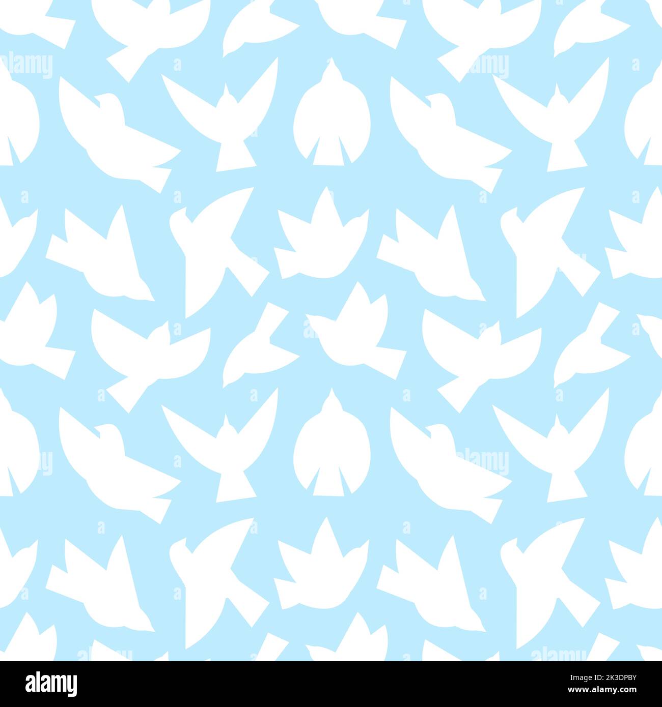 Flying bird abstract silhouettes on blue background. White bird, dove ...