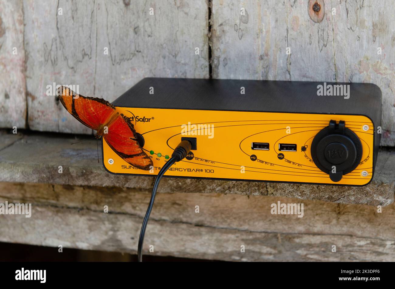 with butterfly, Rechargable battery being charge via solar panels Stock ...