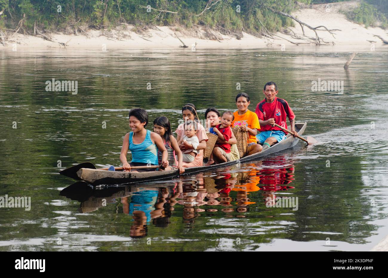 Colombia, Piraparana, Tukano indians returning to Piedra Ni Stock Photo ...
