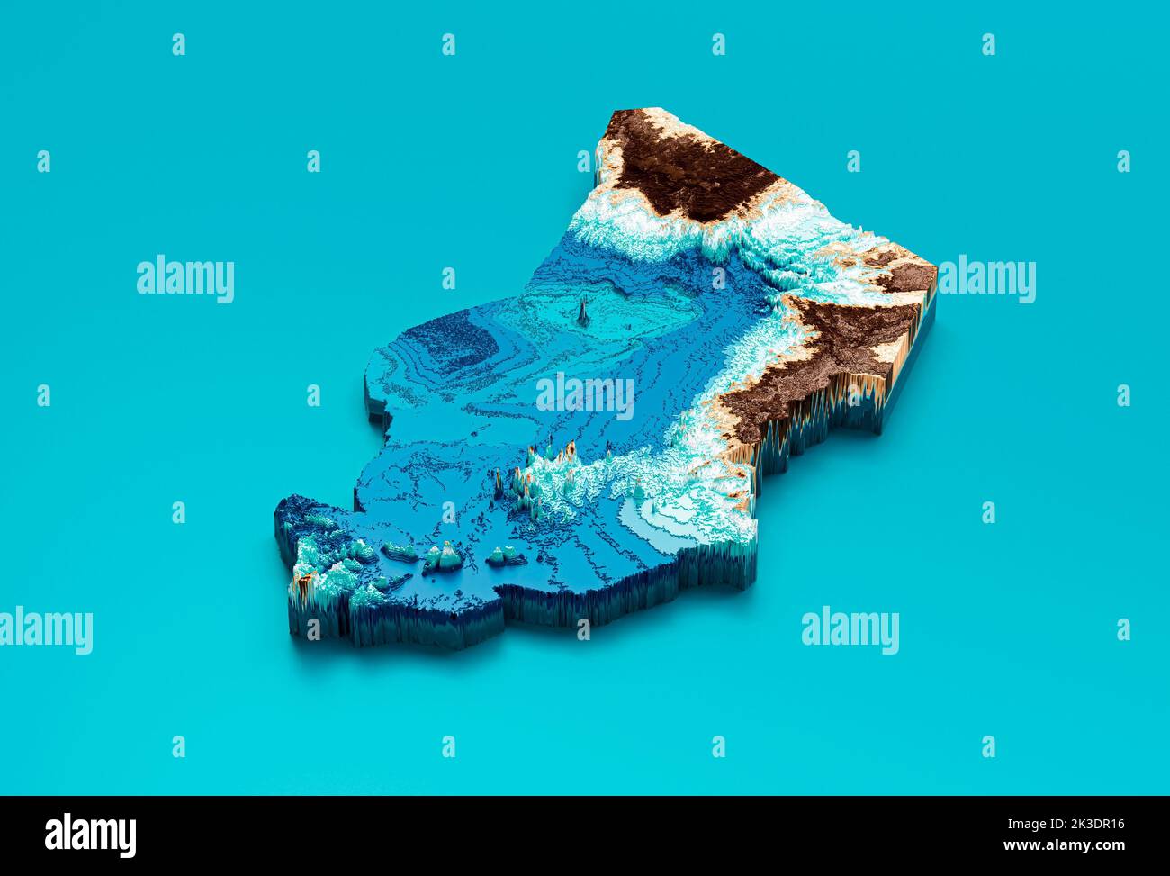 A 3D rendering illustration of a topographic Chad map Stock Photo - Alamy