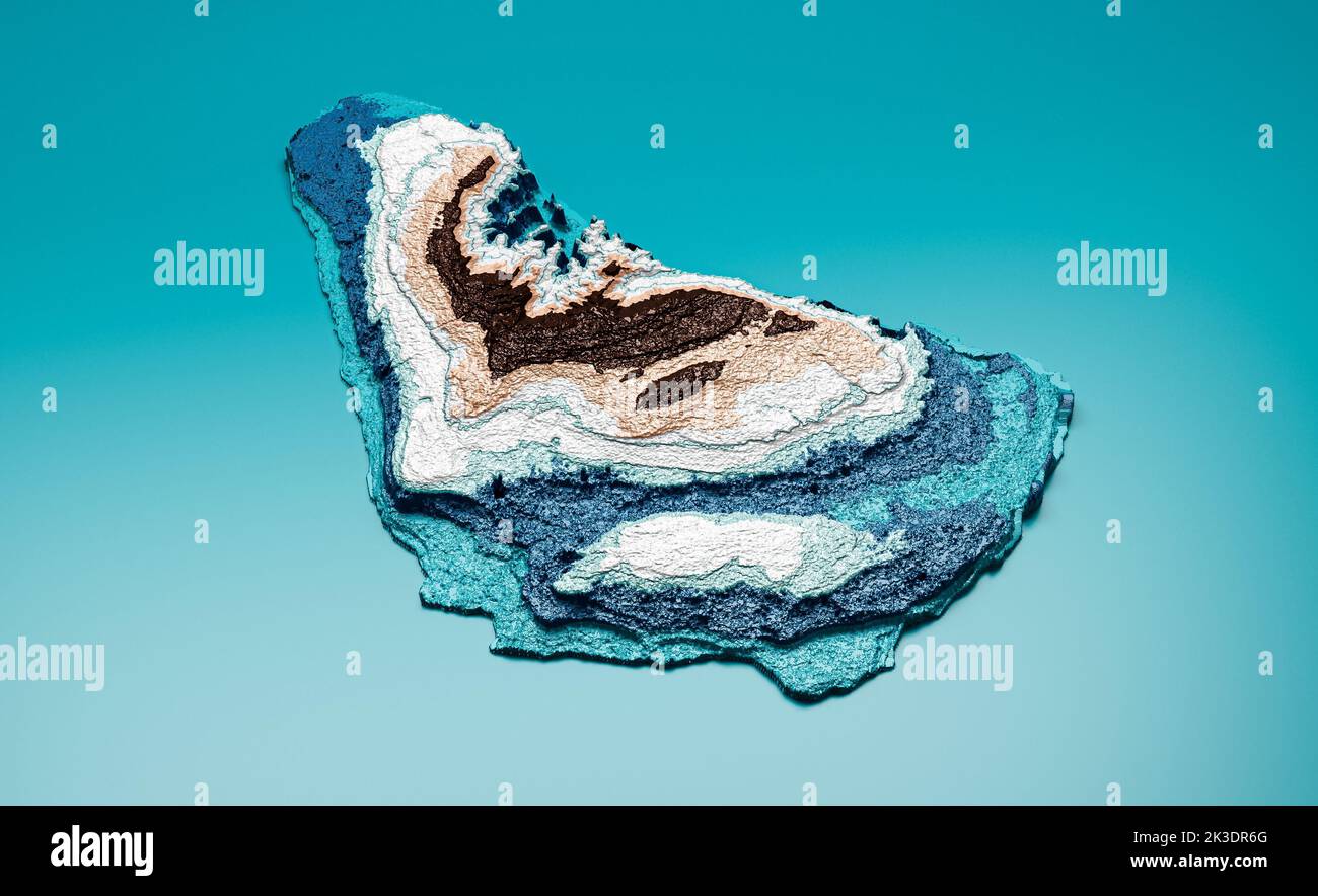 A 3D rendering illustration of a topographic Barbados Map Stock Photo ...