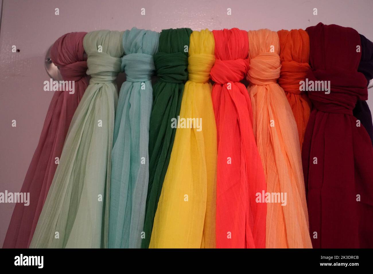 different colors rainbow flag scarf Stock Photo - Alamy