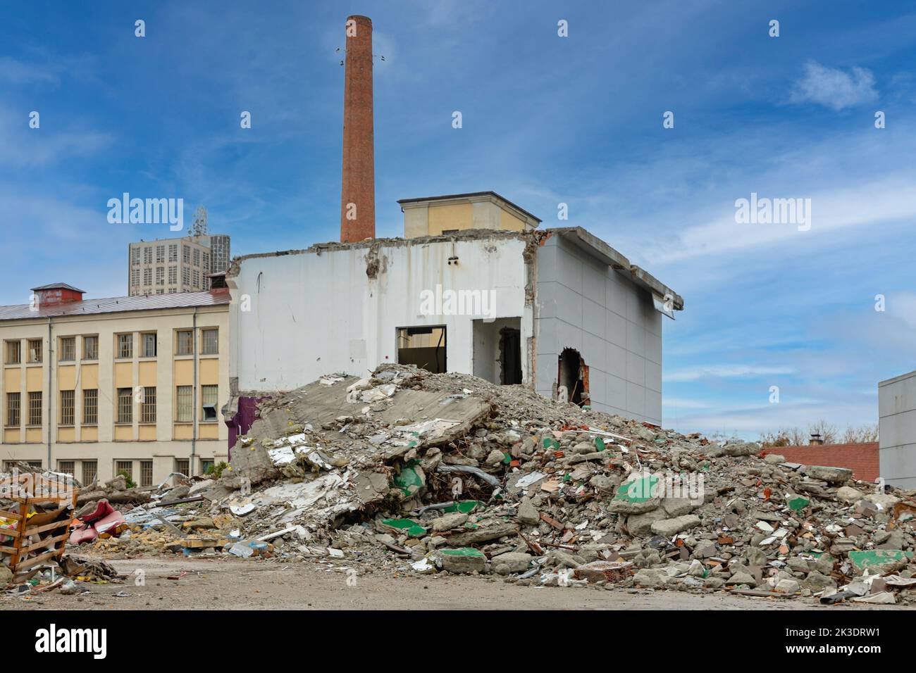 Big Pile of Rubble at Abandon Old Factory Demolition Site Stock Photo ...