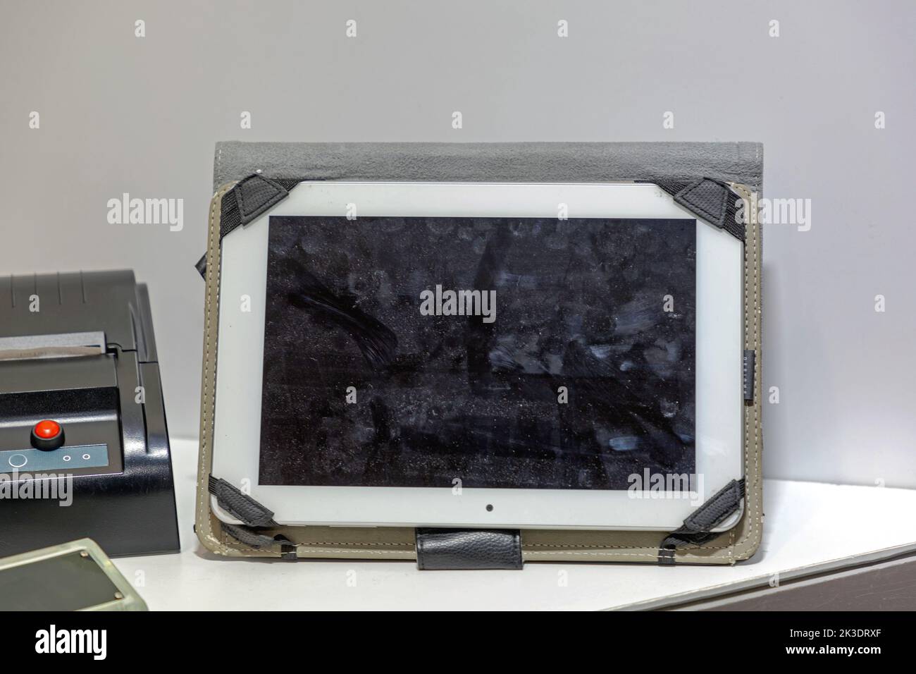 Fingerprints at Dirty Tablet Screen Display Open Cover Stock Photo - Alamy
