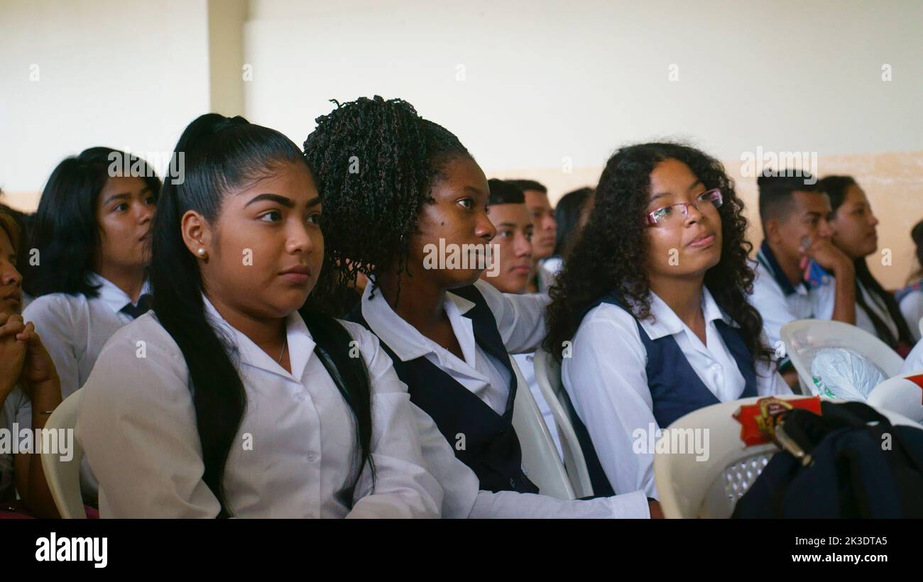 Ecuador, Guayaquil, Schoole girls at a high school in the Indio Guayas ...