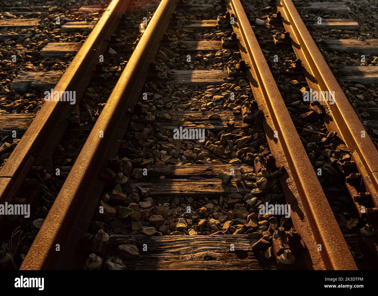 A closeup shot of rusty railroad tracks Stock Photo - Alamy