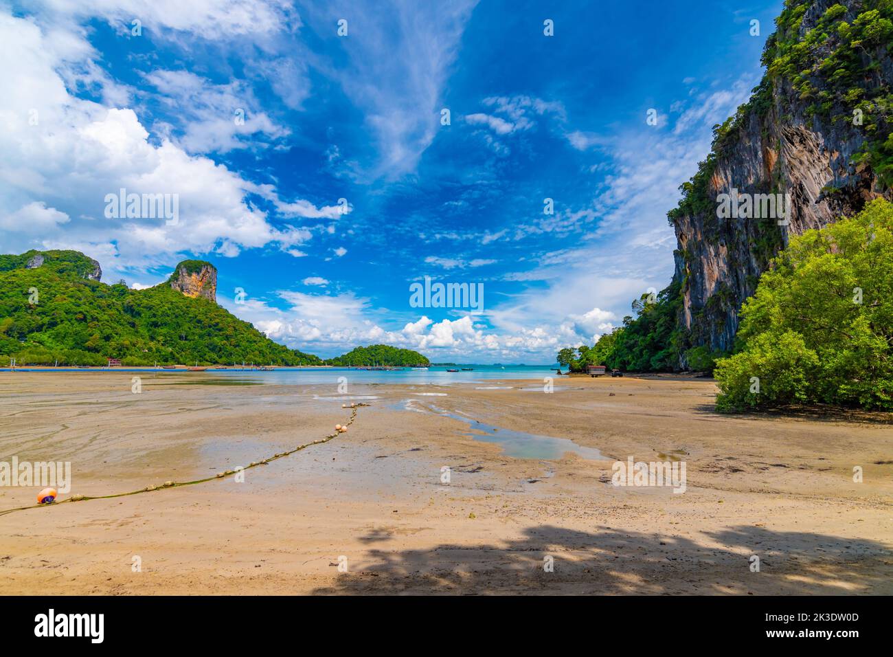 Panoramic view of east Railay beach, Krabi town, Thailand. View from ...