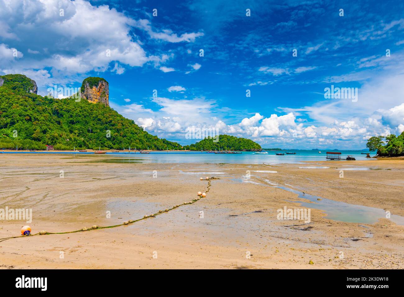Panoramic view of east Railay beach, Krabi town, Thailand. View from ...