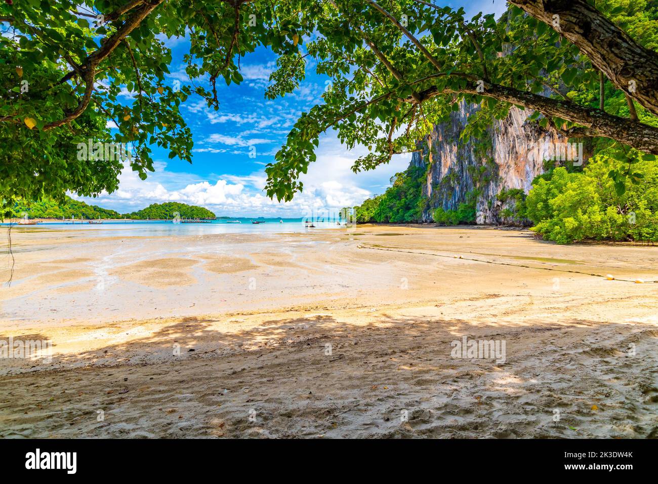 Panoramic view of east Railay beach, Krabi town, Thailand. View from ...