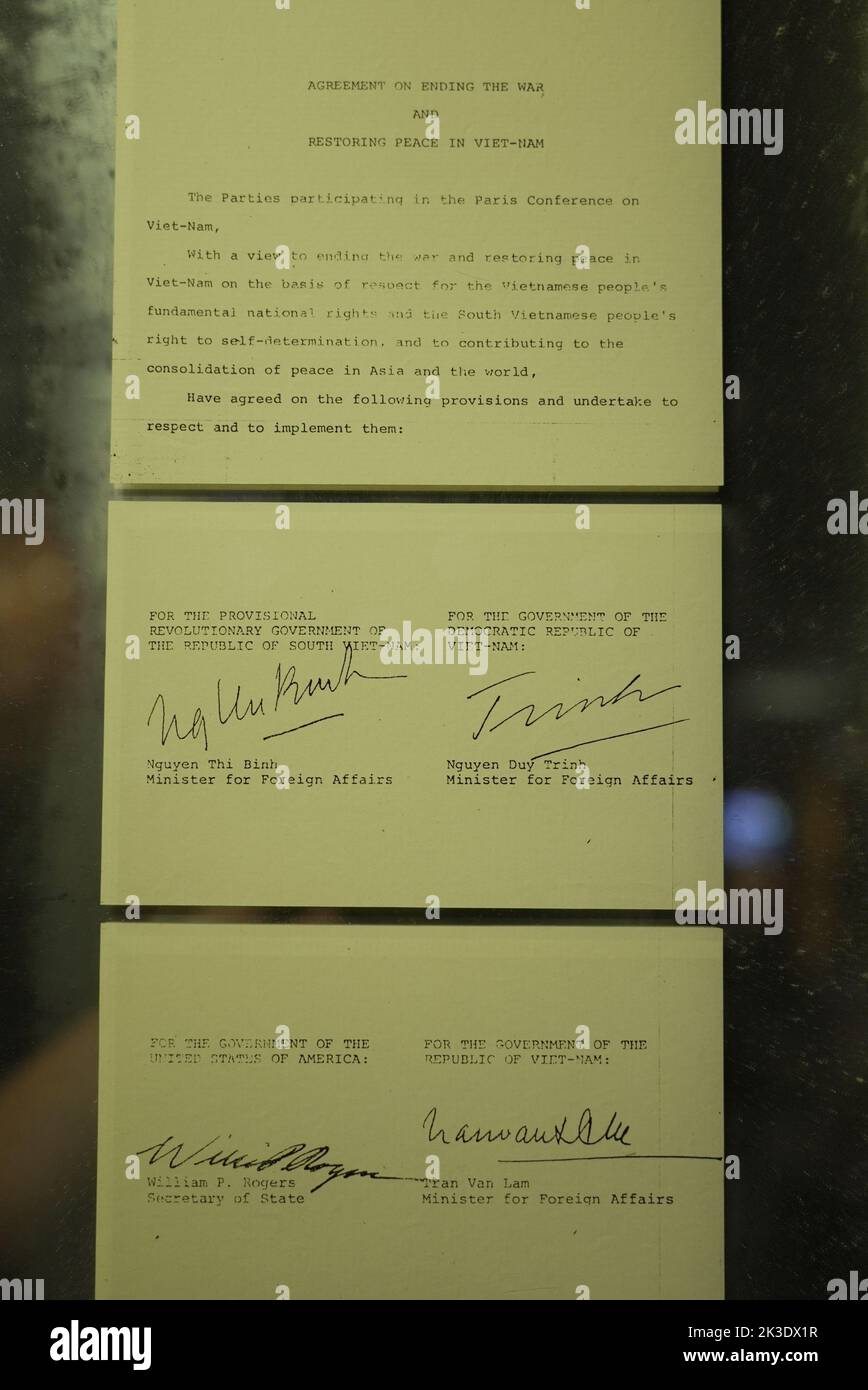Vietnam, Hanoi, Ho Chi Minh Museum, Copy of Paris Peace Accord ...