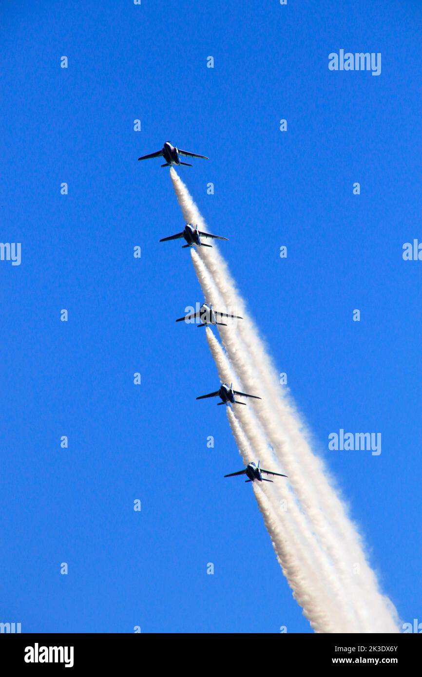 Japanese aerobatic team Blue Impulse display Stock Photo - Alamy