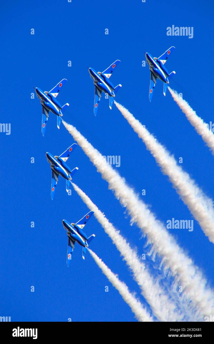 Japanese aerobatic team Blue Impulse display Stock Photo - Alamy
