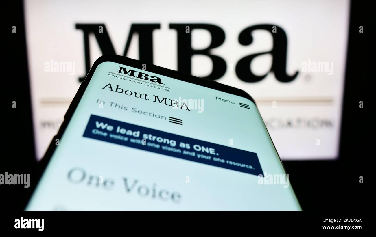 Mobile phone with website of organization Mortgage Bankers Association ...