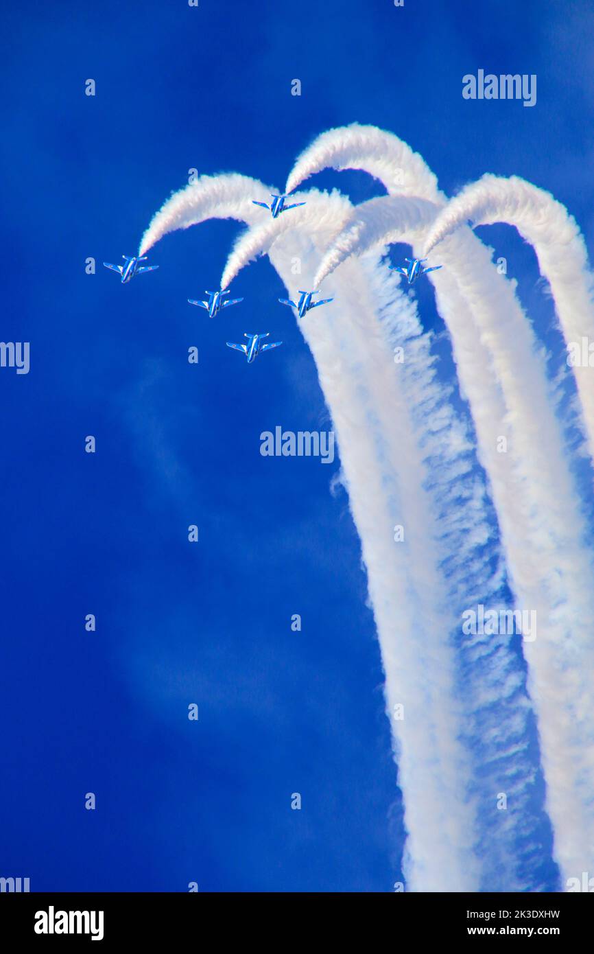 Japanese aerobatic team Blue Impulse display Stock Photo - Alamy