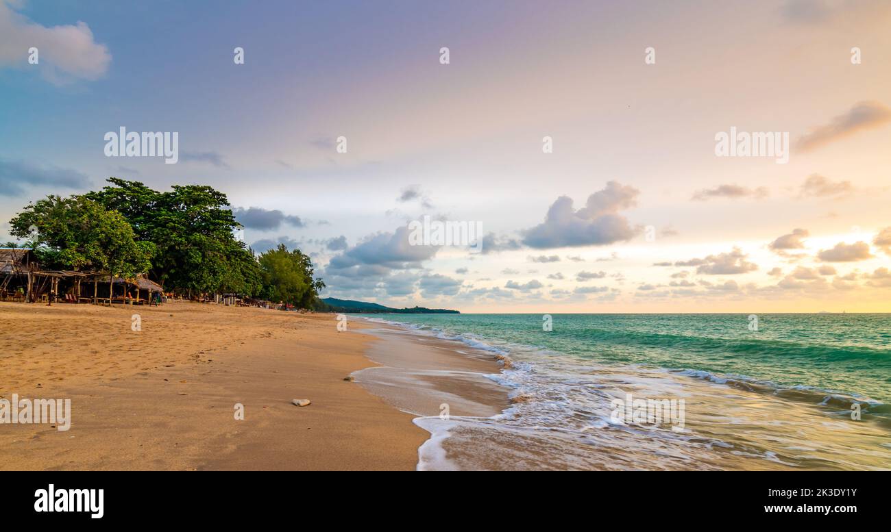 View of tropical beach at Koh Lanta island, Thailand. Bar on the beach ...