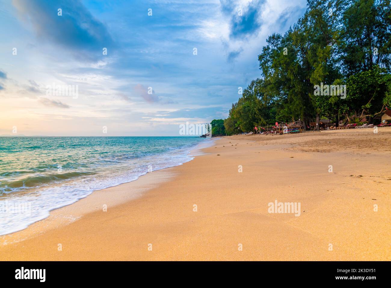 View of tropical beach at Koh Lanta island, Thailand. Bar on the beach ...