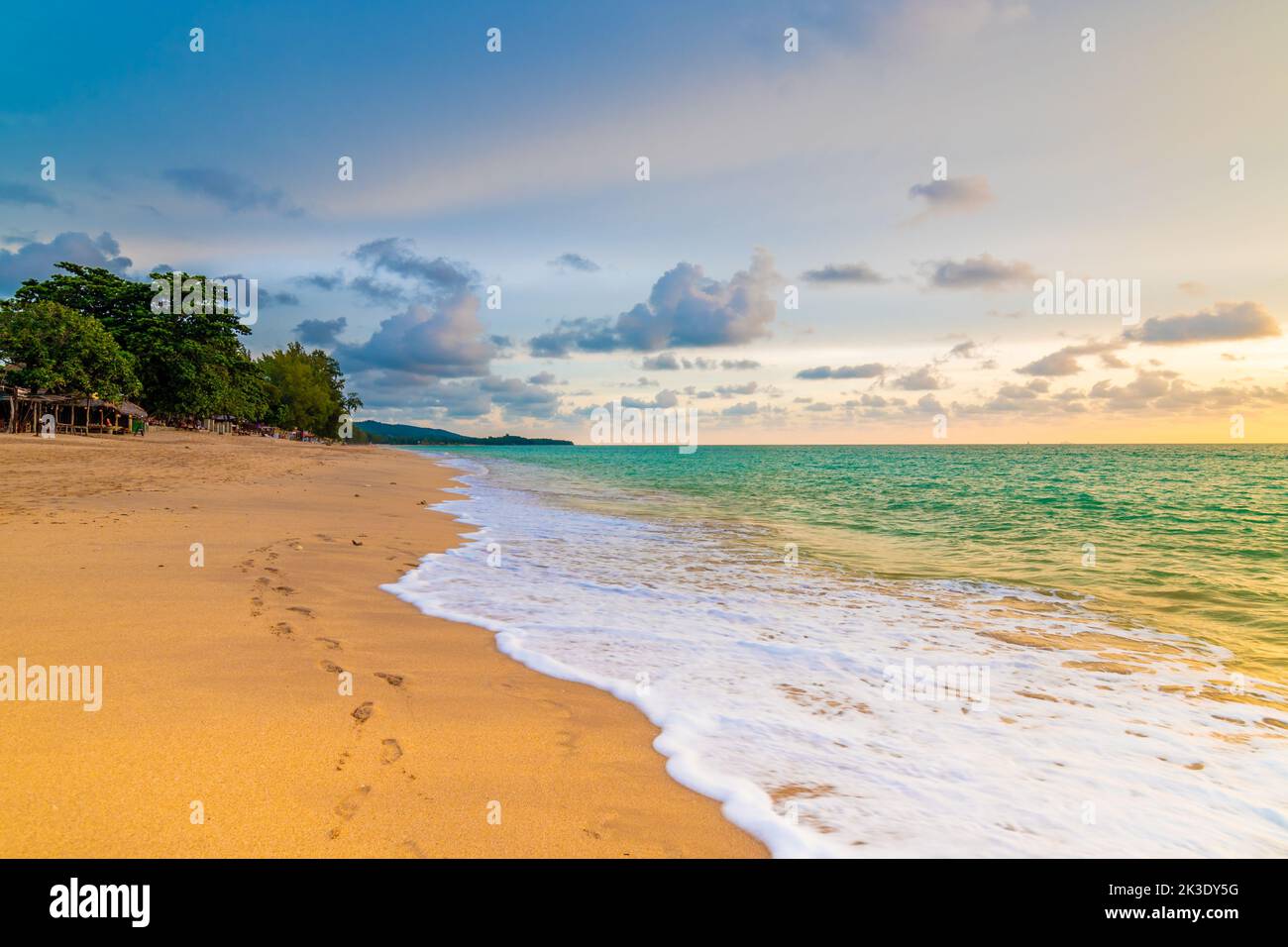 View of tropical beach at Koh Lanta island, Thailand. Bar on the beach ...