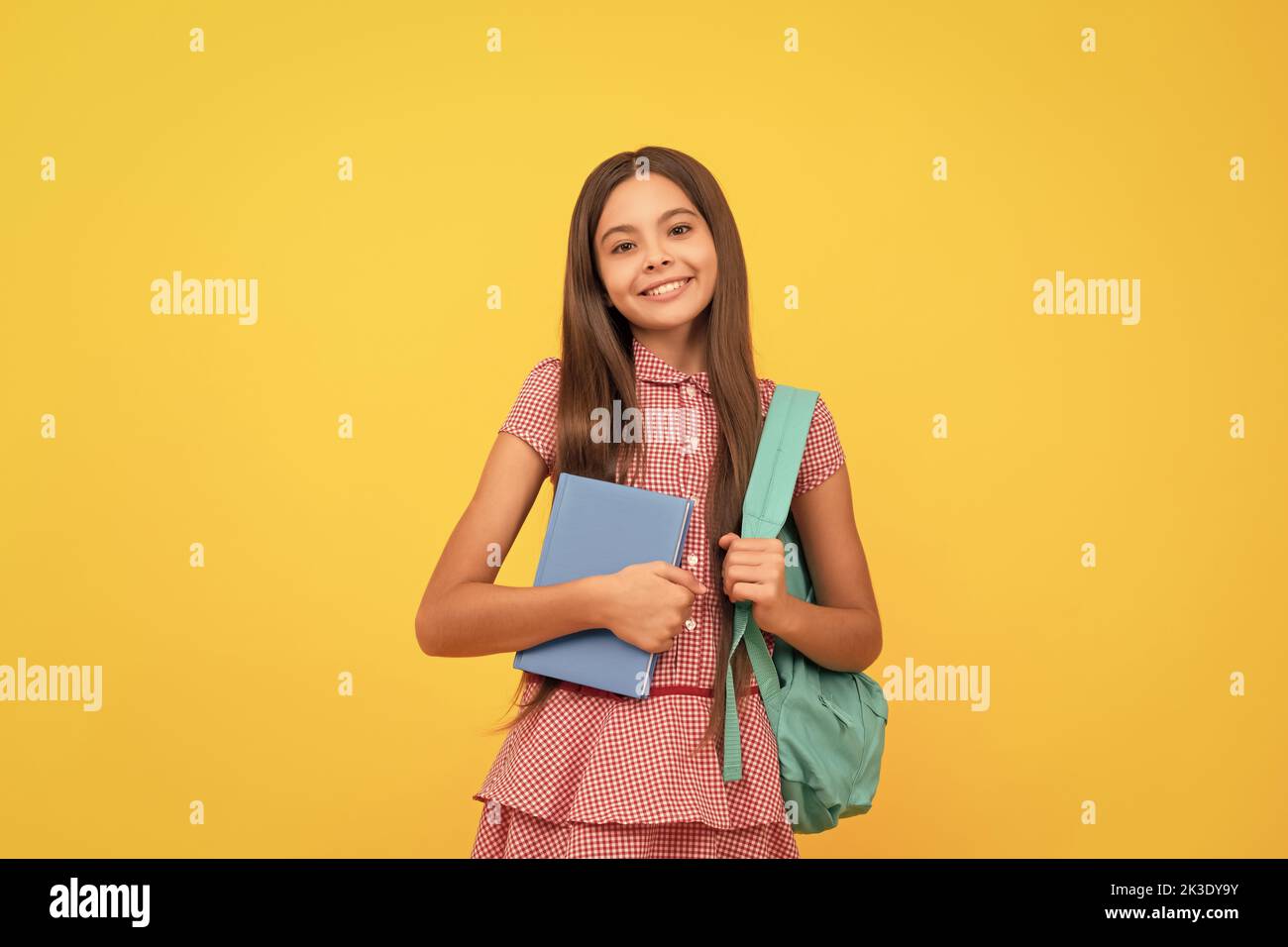 september 1. happy childhood. child with school bag. cheerful teen girl ...