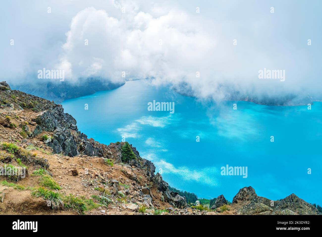 Cobalt blue colored Garibaldi Lake as seen from Panorama Ridge, BC ...
