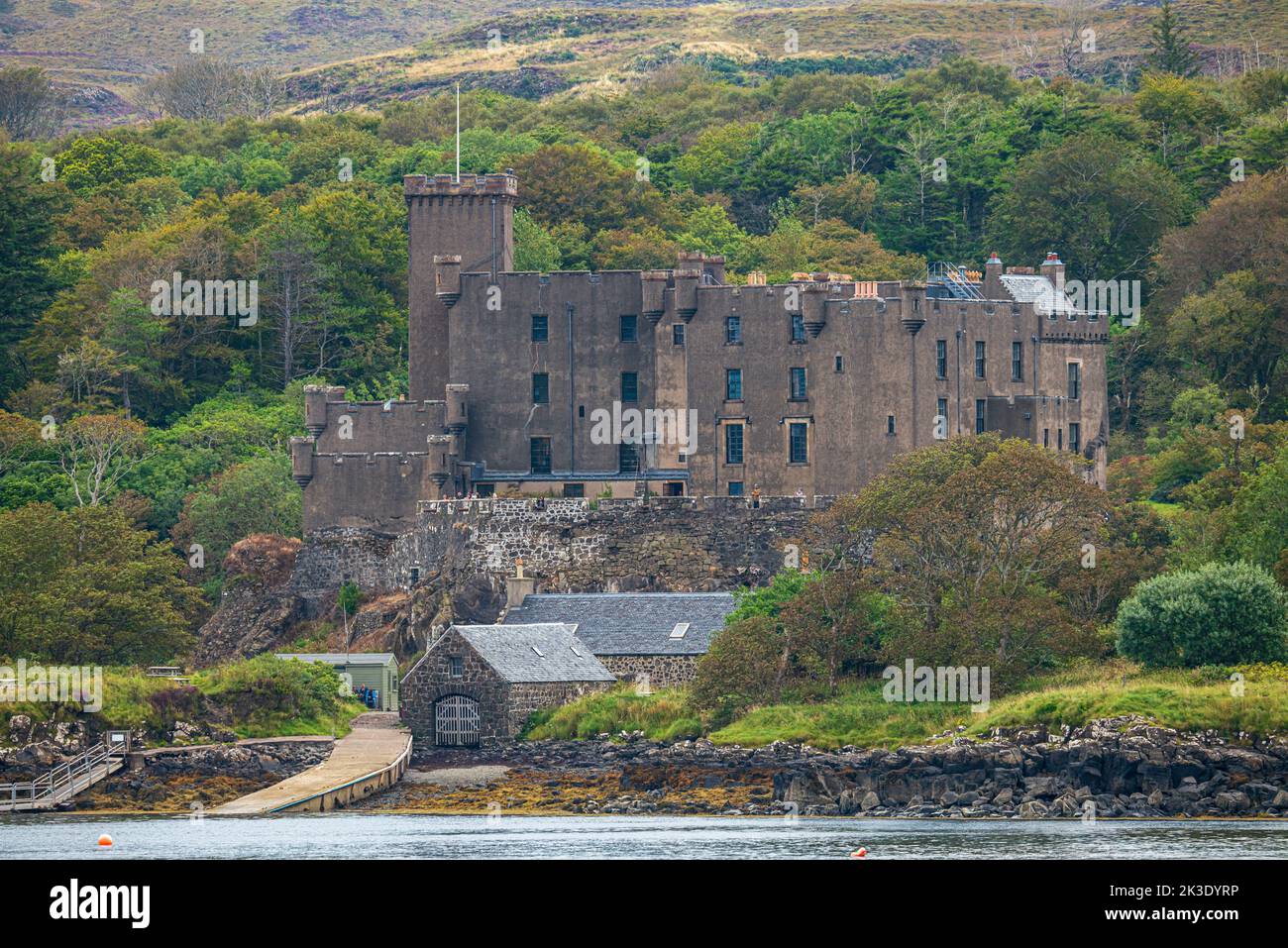 Dunvegan Castle home of the Macleod Caln, on the shores of Loch ...