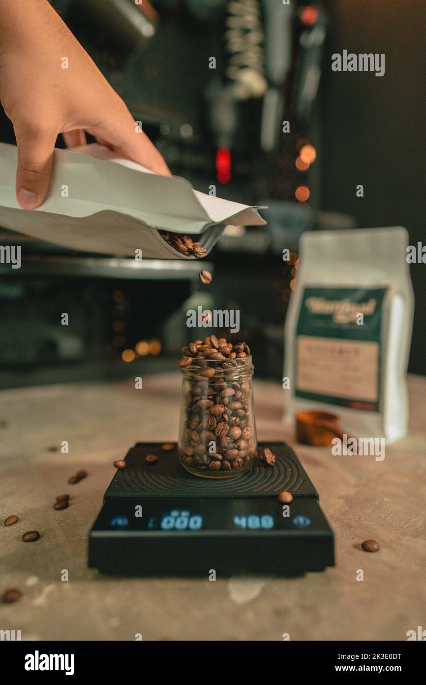 Freshly roasted coffee beans pouring hi-res stock photography and ...