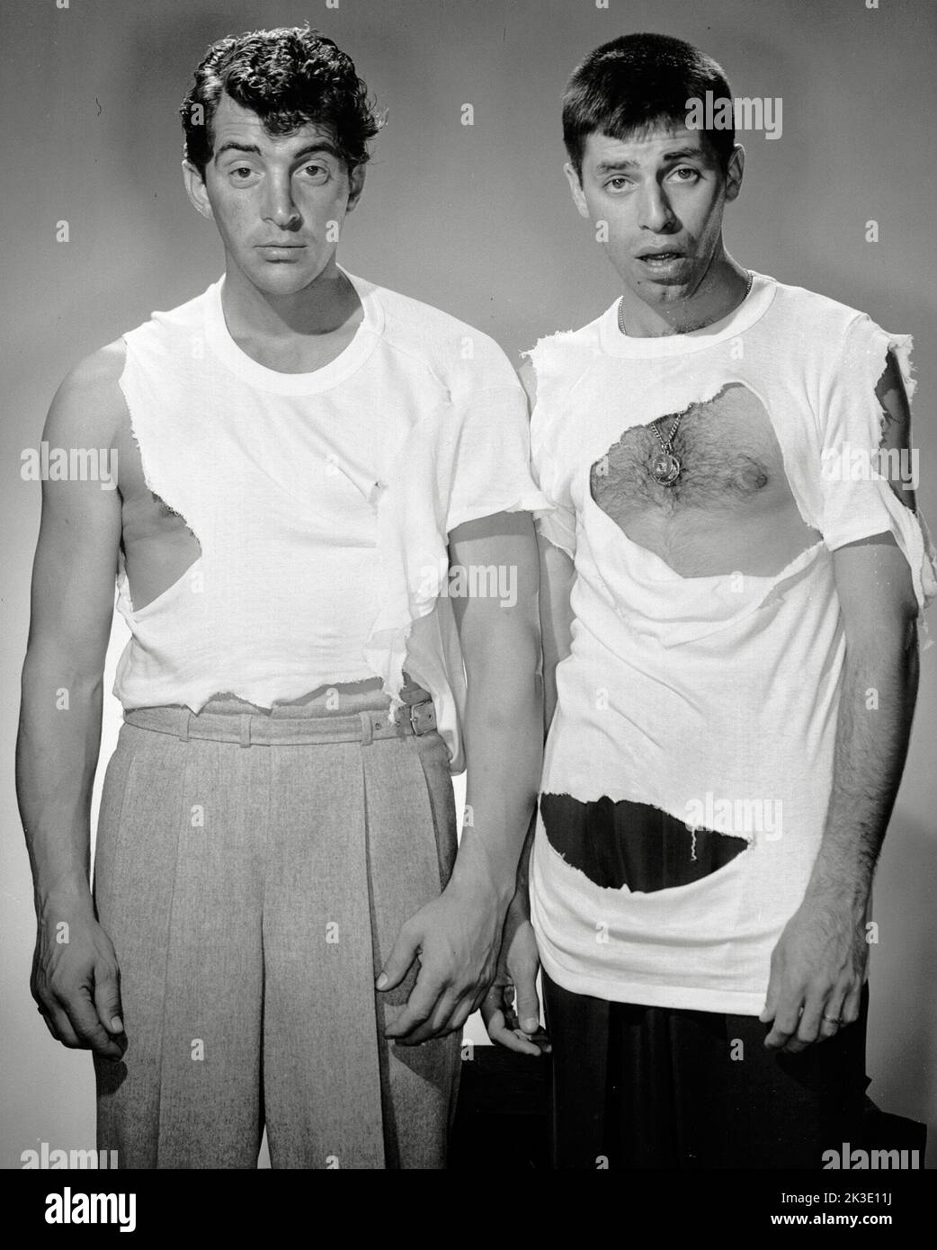Dean Martin and Jerry Lewis in tattered clothes, circa 1953. (THA File ...
