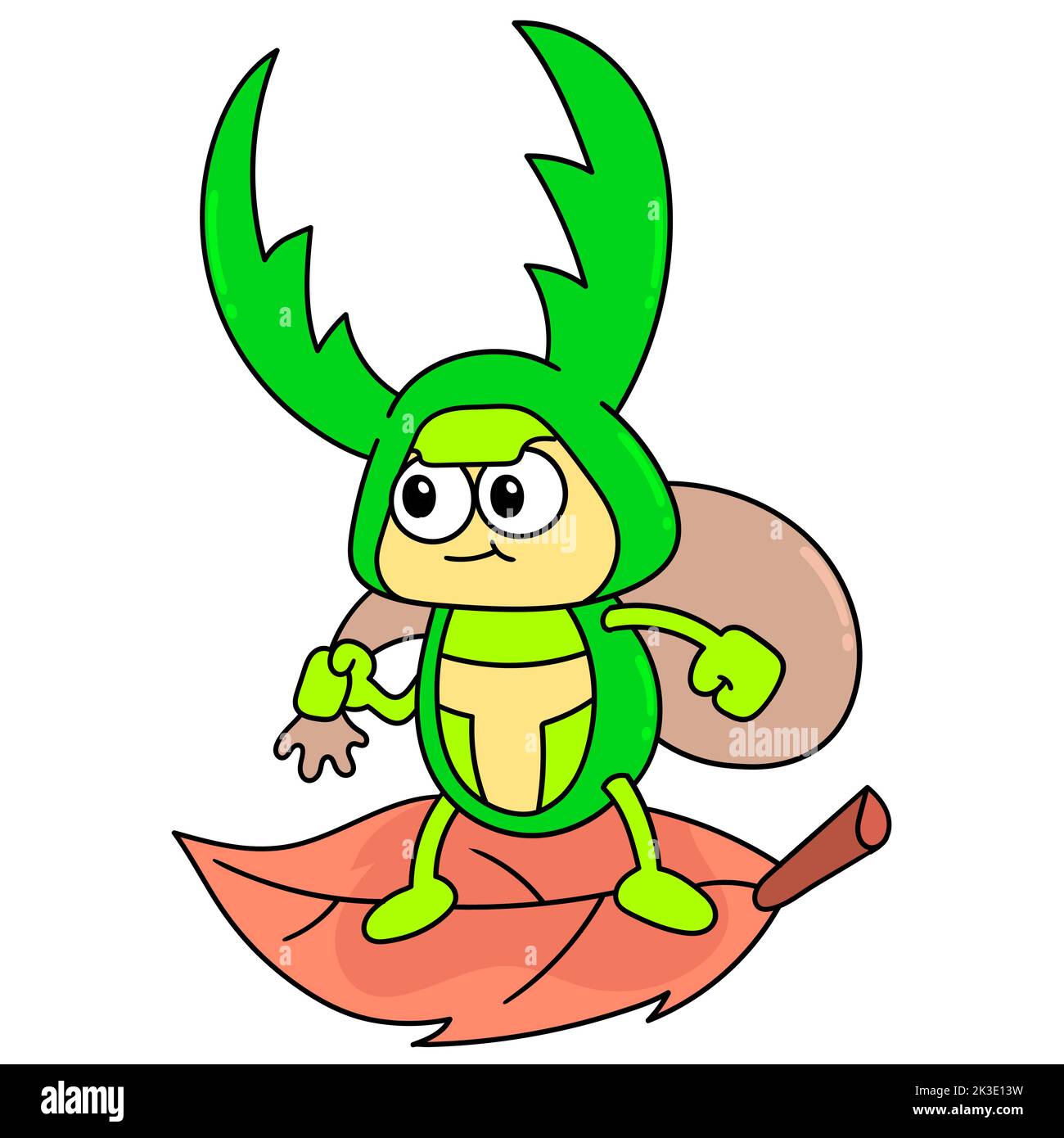 A vector of beetle insect stand on dry leaves in autumn Stock Vector ...