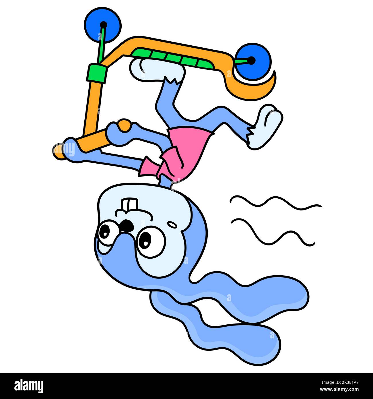 A vector of a rabbit on a scooter over a white background Stock Vector ...