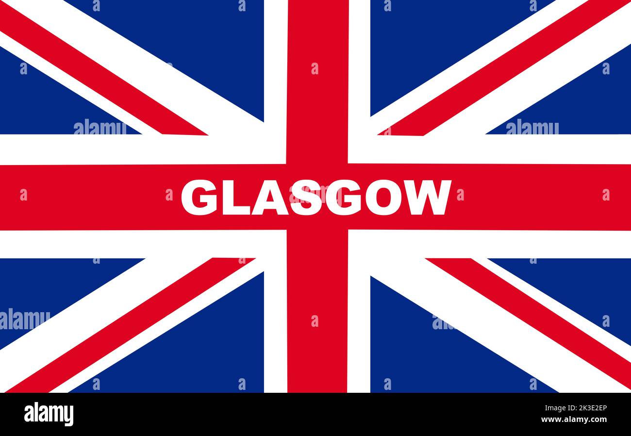 Glasgow - the name of the city of Great Britain on the background of ...