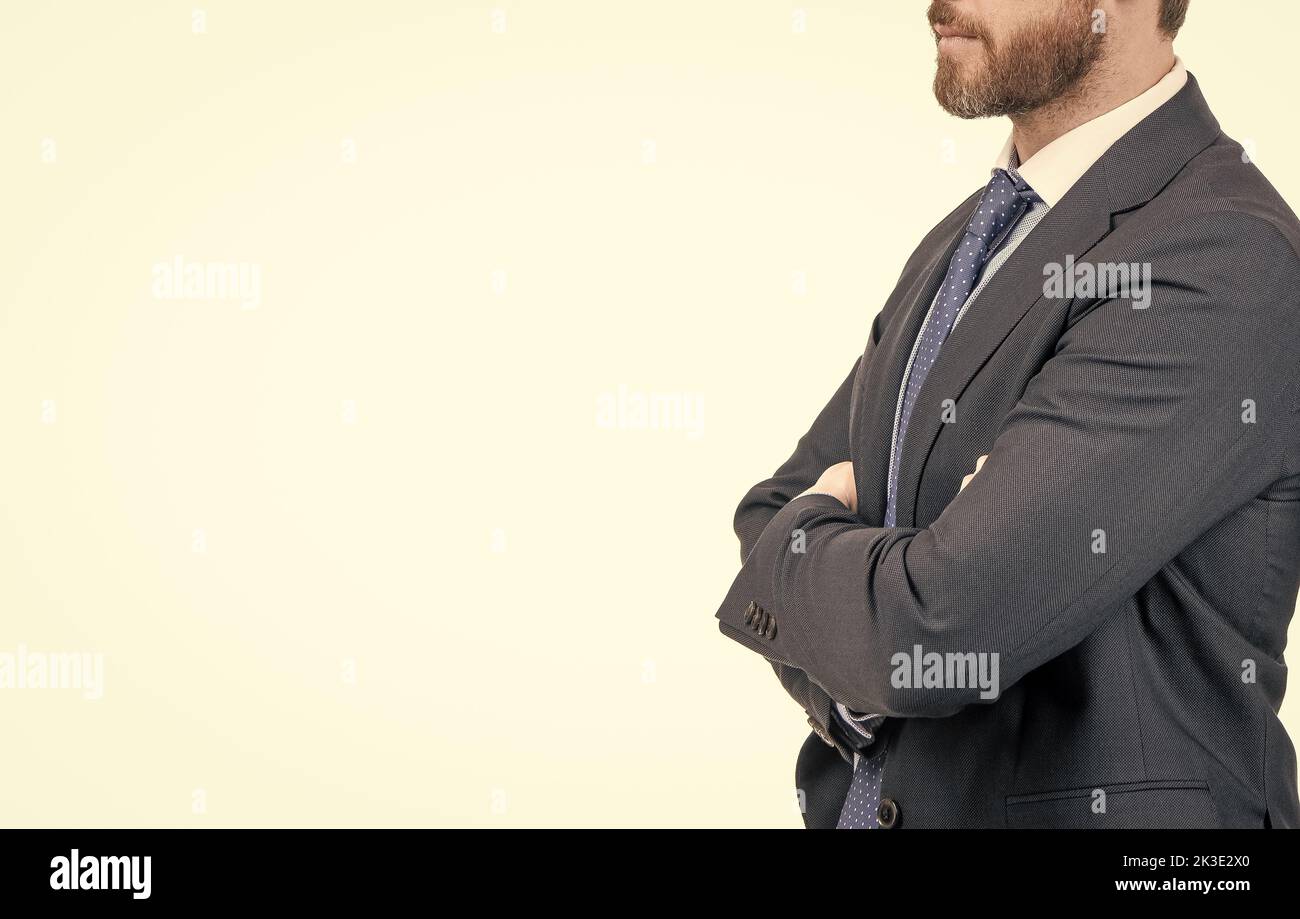 Everyone looks good in suit. Confident manager wear formal suit. Suited ...