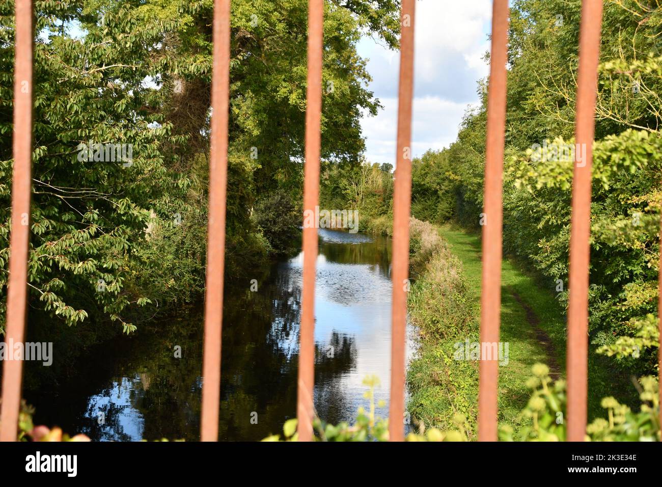 Fence on bridge, River Barrow, Athy, County Kildare, Ireland Stock ...