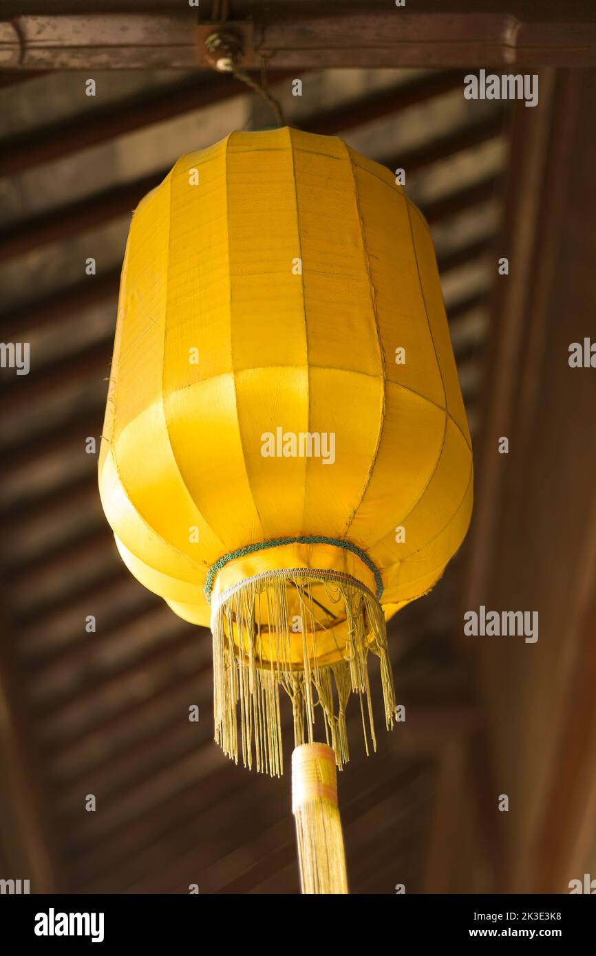 Close-up detail of Chinese lantern inside a temple in Suzhou, China ...
