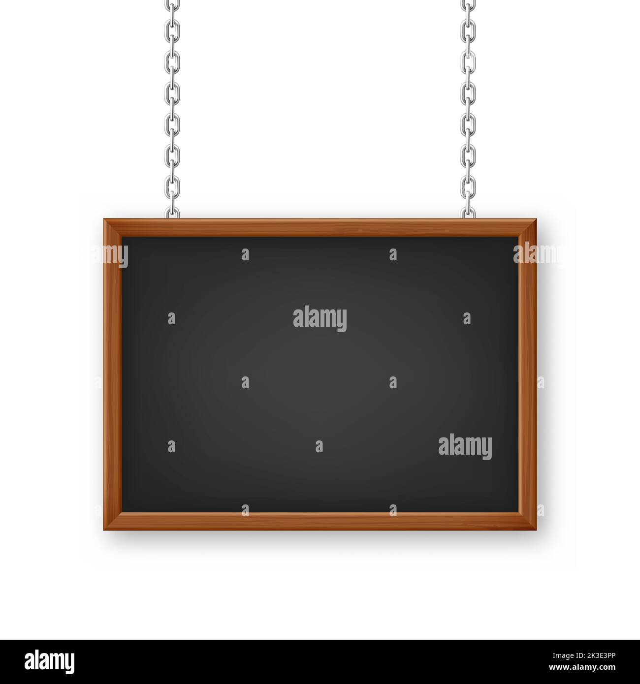 Signboard in a wooden frame hanging on a metal chain. Restaurant menu ...