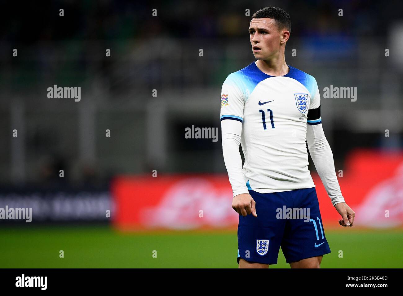 Milan, Italy. 23 September 2022. Phil Foden of England looks on during ...