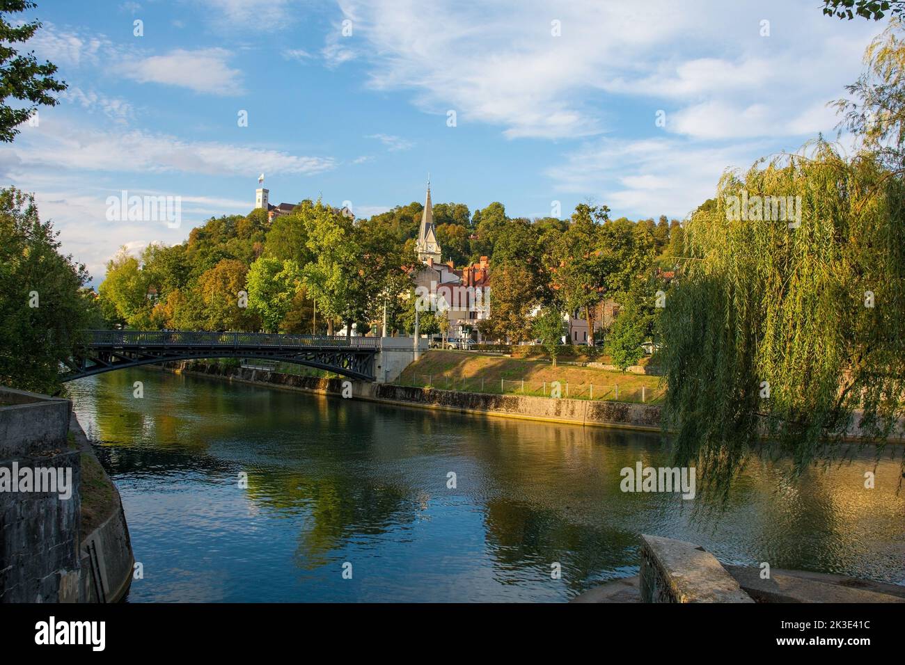 Hradecky Bridge - Hradeckega Most - in Ljubljana, Slovenia. One of the ...