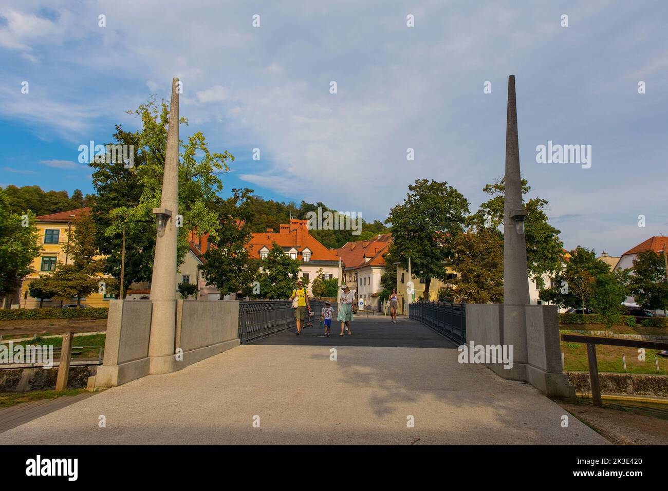 Ljubljana, Slovenia-Sept 3 2022. Hradecky Bridge or Hradeckega Most in ...
